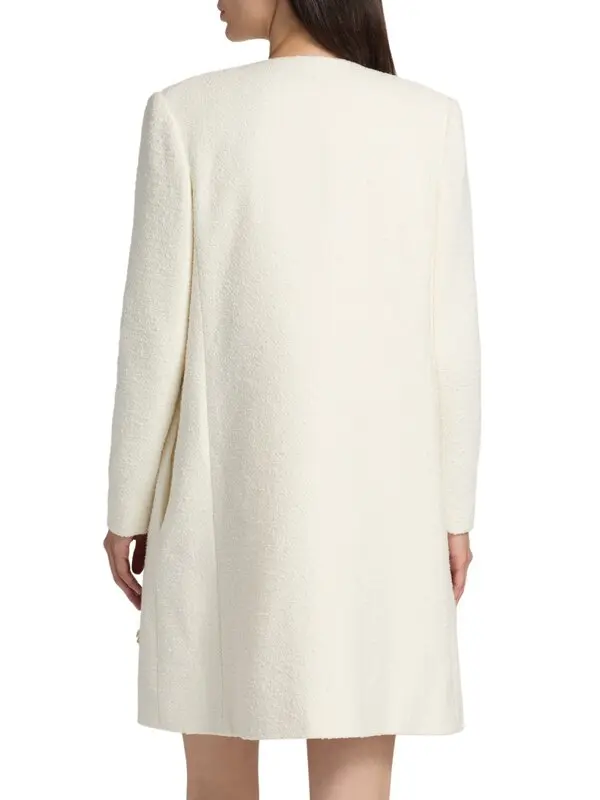 Oscar De La Renta Foxglove-embroidered Tweed Coat