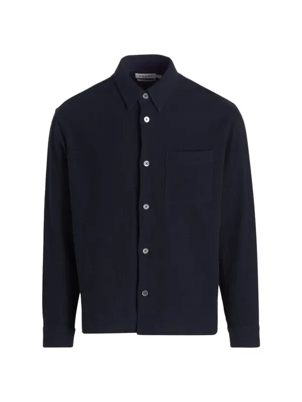 FRAME Open Weave Cotton-blend Shirt - Dark Navy