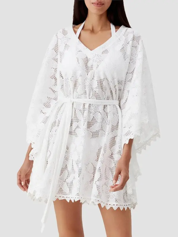 Melissa Odabash Petra Crochet Mini Caftan Dress