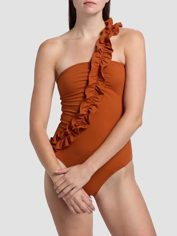 Ulla Johnson Capri Ruffled One-shoulder One-piece Swimsuit - Sienna