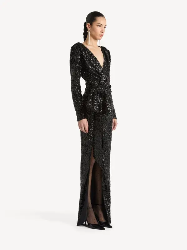 Balmain Long Sequinned Dress - Black