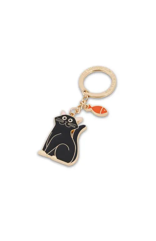 CAMPO MARZIO ROMA 1933 Cat-shaped Decorative Keyring Accessory Key Chain Charm Accent - Black