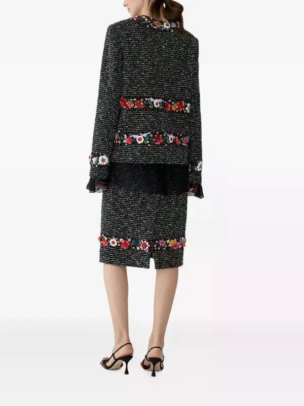 Carolina Herrera Floral-embroidered Tweed Jacket