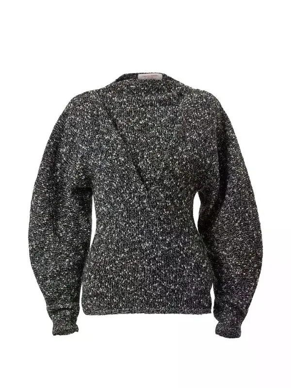 Carolina Herrera Pleated Bouclé Sweater - Grey