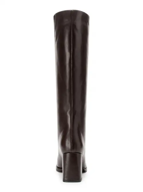FOREVER & ALWAYS SHOES Javen Leather Block Heel Boot - Brown