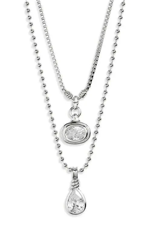 LUV AJ Antoinette Stone Charm Multi Strand Necklace - Silver