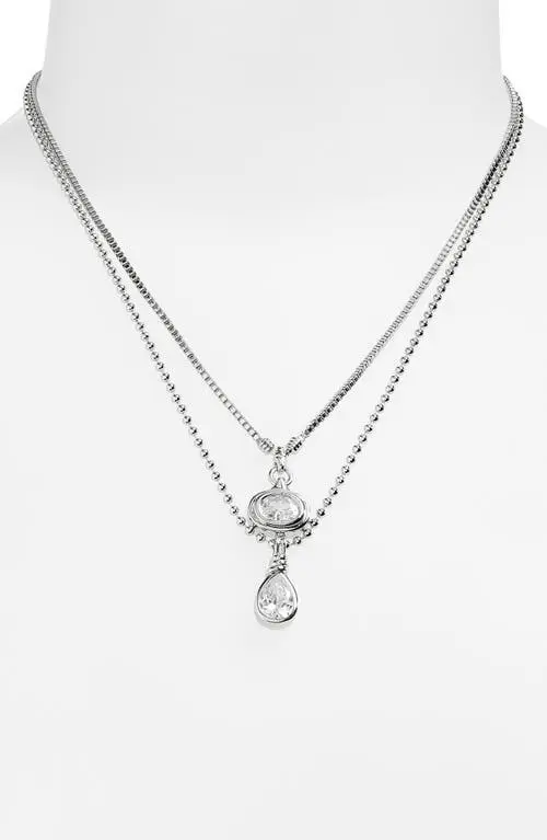 LUV AJ Antoinette Stone Charm Multi Strand Necklace - Silver