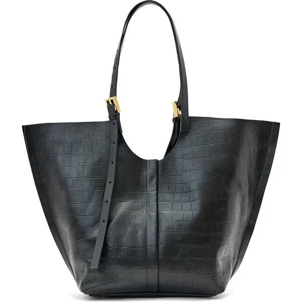 ALLSAINTS Ara Medium Croc Embossed Leather Tote