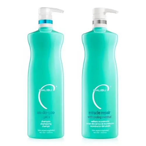 MALIBU C Un-do-goo Shampoo With Miracle Repair With Cooling Menthol Liters Duo - Black