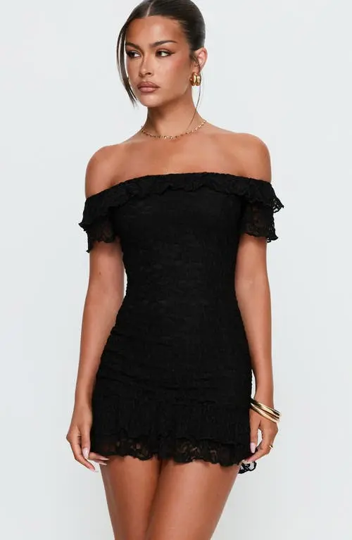 Princess Polly Bonnee Off-the-shoulder Lace Minidress
