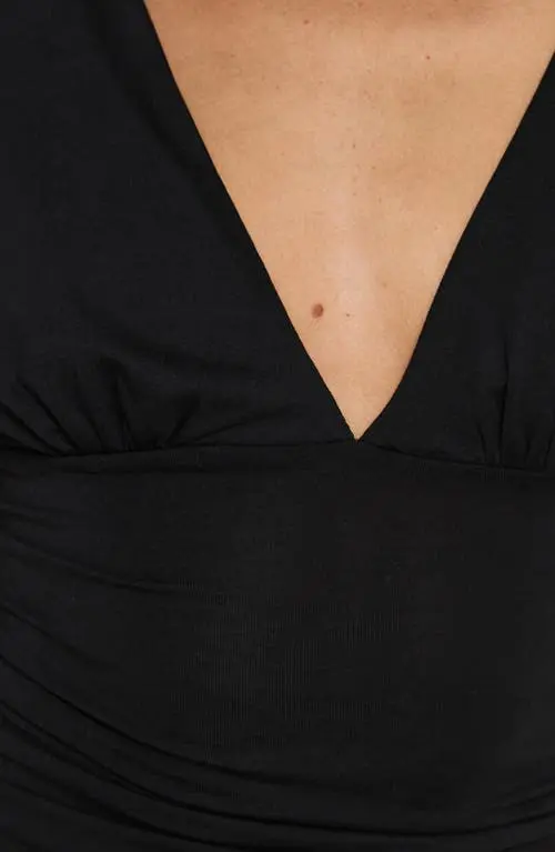 Princess Polly Mattey Cinched V-neck T-shirt - Black
