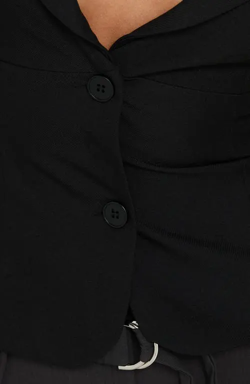 Princess Polly Alexandrea Plunge Button Up Top - Black
