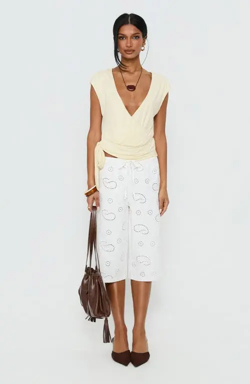Princess Polly Clock Ticking Cinched Top - Cream
