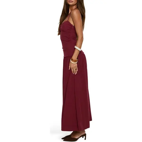 Princess Polly Marguerite Halter Maxi Dress - Ruby Wine