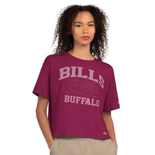 STARTER Buffalo Bills Rhinestone Boxy Cropped T-shirt