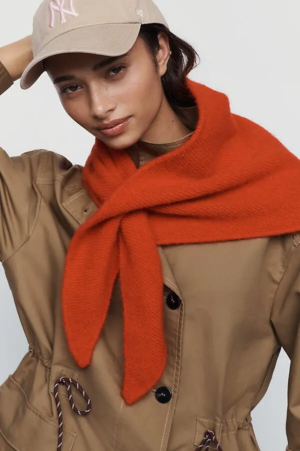 Anthropologie Wool Blend Triangle Scarf - Red