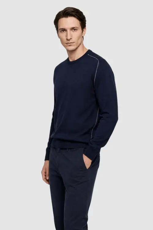 GARNET Regular-fit Raglan-sleeve Crewneck Sweater - Navy