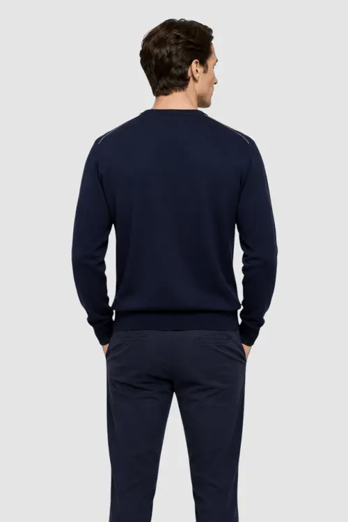 GARNET Regular-fit Raglan-sleeve Crewneck Sweater - Navy