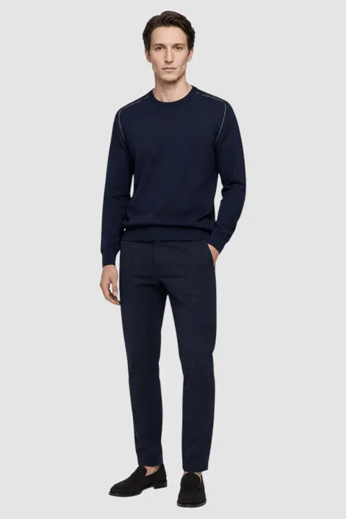 GARNET Regular-fit Raglan-sleeve Crewneck Sweater - Navy