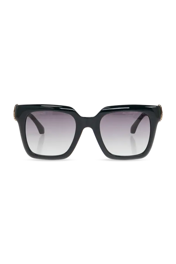 Etro Sunglasses With A Bold Geometric Line And Gold Details - Green