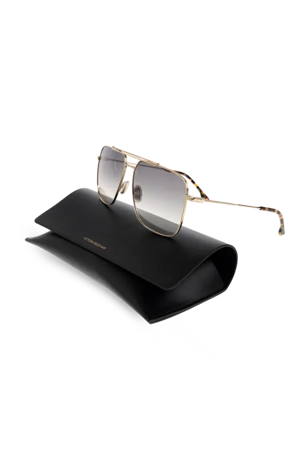 Victoria Beckham Geometric Sunglasses With Double Bridge And -tone Metal Frame