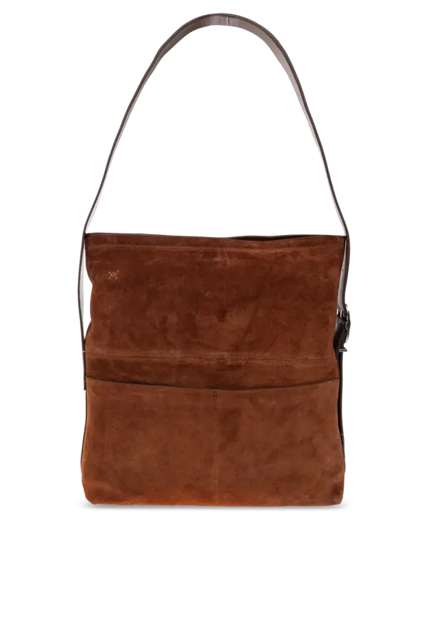 Paul Smith Suede Shoulder Bag With Logo - Brown