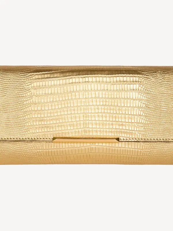 Balmain Long Clutch Bag In Metallic Textured Leather