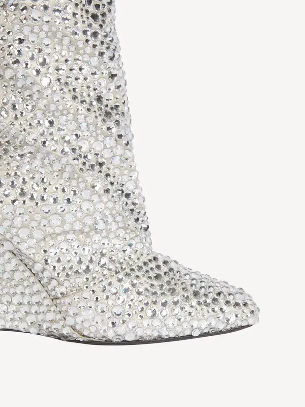 Balmain Wedge Thigh-high Satin Boots With Crystals