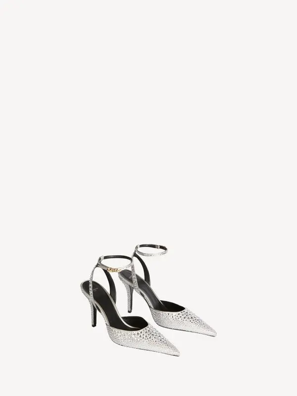 Balmain Strappy Satin Courts With Crystals