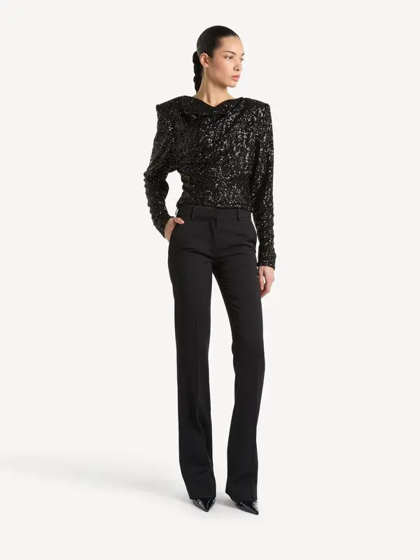 Balmain Sequinned Top With Bow - Black