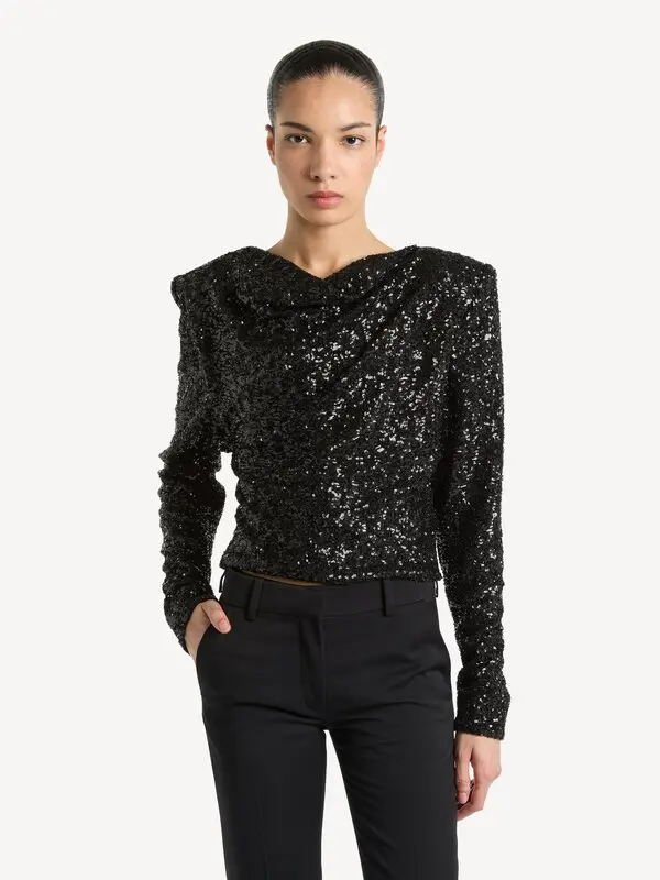 Balmain Sequinned Top With Bow
