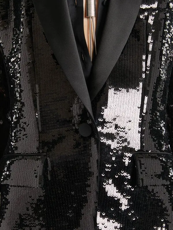 Balmain 1-button Satin Jacket With Sequins