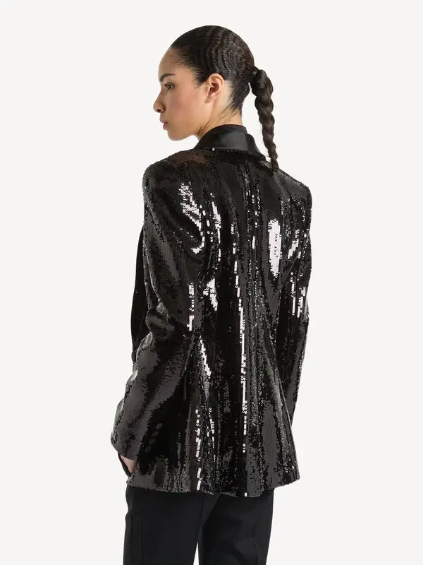 Balmain 1-button Satin Jacket With Sequins