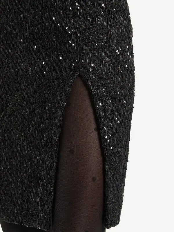 Balmain Sequinned Tweed Midi Skirt