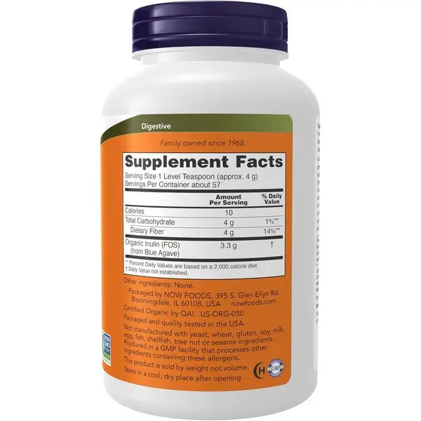 NOW FOODS Organic Inulin Powder 8 Oz
