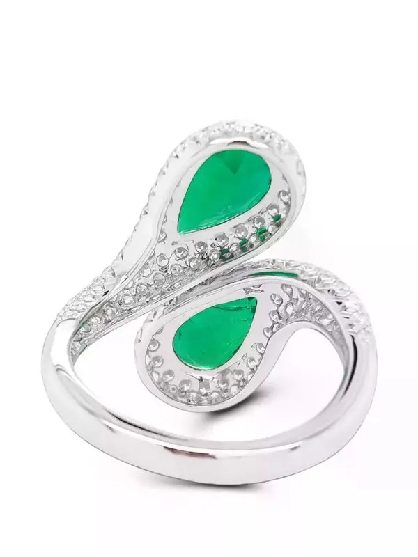 HYT JEWELRY Emerald And Diamond Toi Et Moi Ring