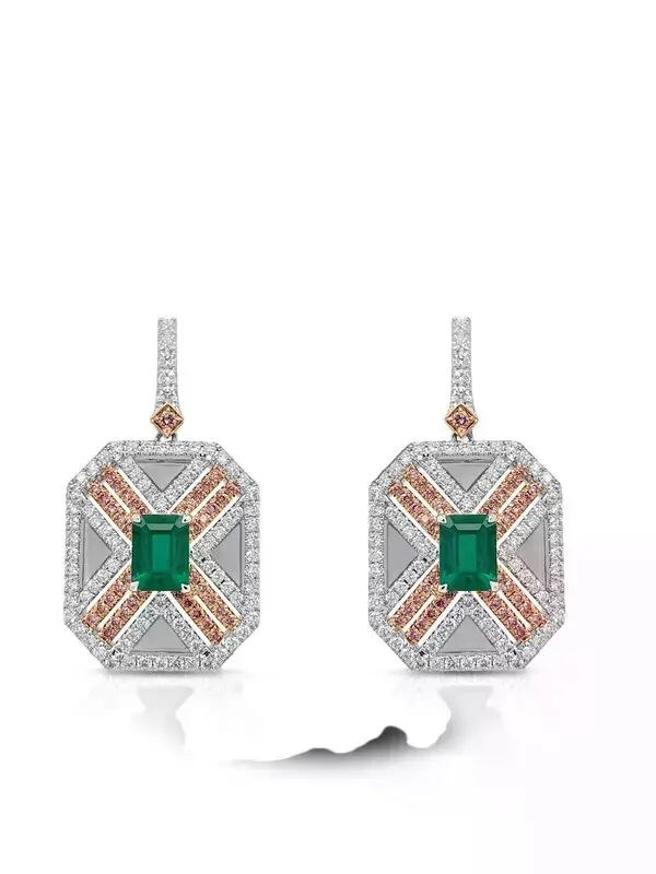 HYT JEWELRY Emerald And Diamond Drop Earrings - Silver