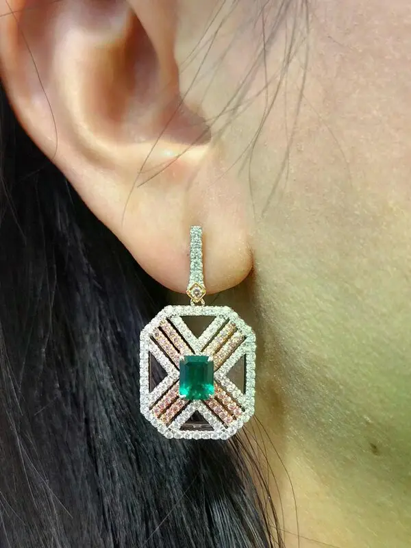 HYT JEWELRY Emerald And Diamond Drop Earrings