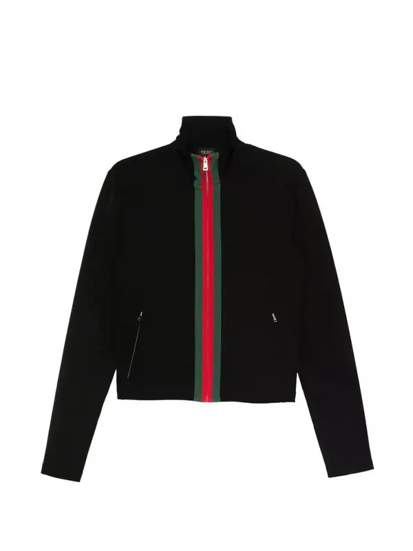 Gucci Stretch Nylon Zip Jacket With Web - Black