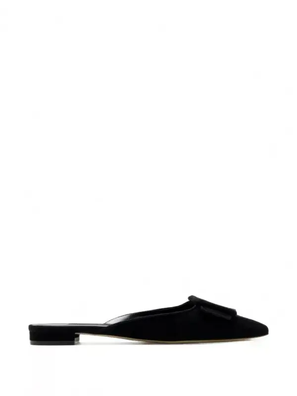 Manolo Blahnik Maysale Suede Mules - Black