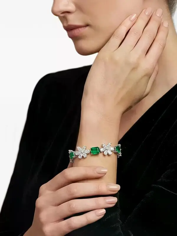 HYT JEWELRY Emerald And Diamond Bracelet - Silver