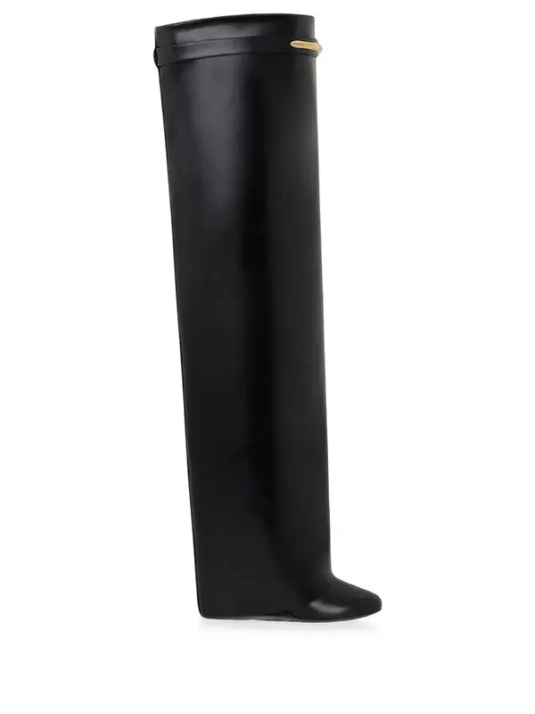 Givenchy Over-the-knee Cuissard Shark Pinch Leather Boots - Black