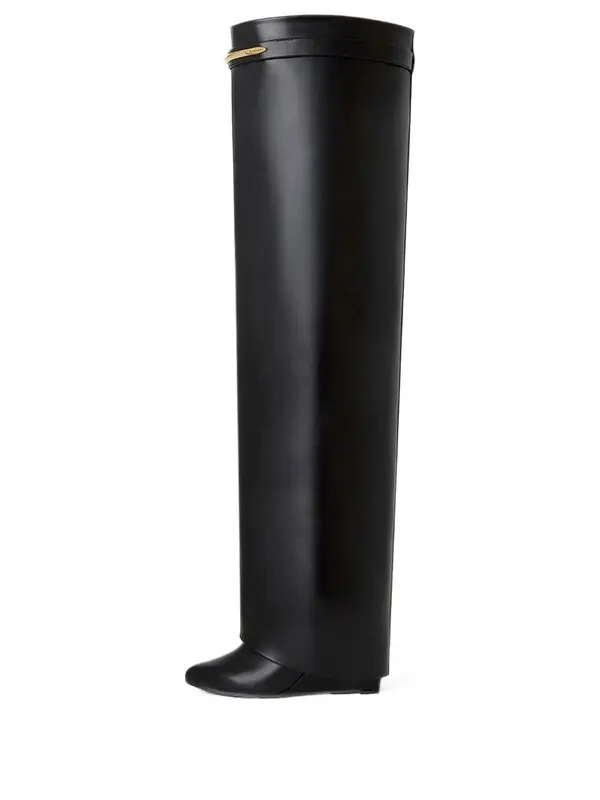 Givenchy Over-the-knee Cuissard Shark Pinch Leather Boots - Black