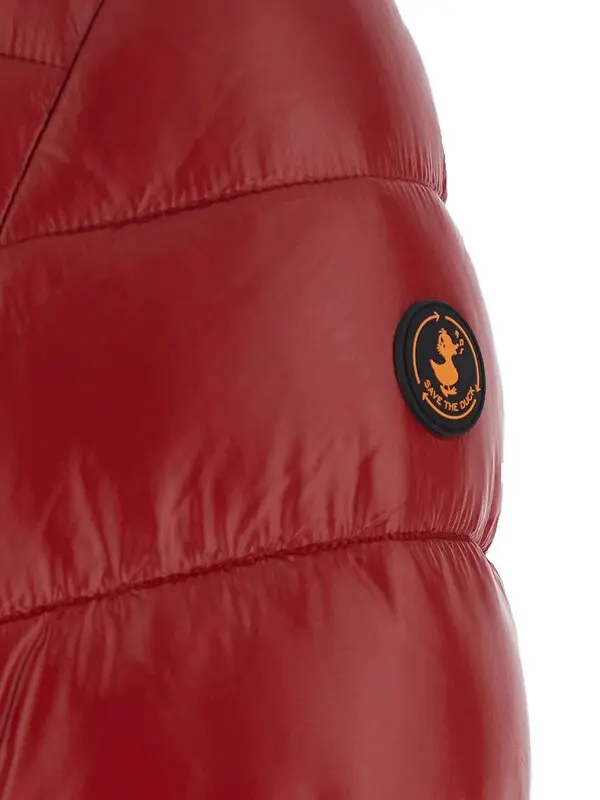 SAVE THE DUCK Cosmary Lacquered-effect Puffer Jacket - Red