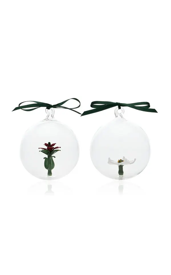 MODA DOMUS Set-of-two Handmade Glass Christmas Ornaments