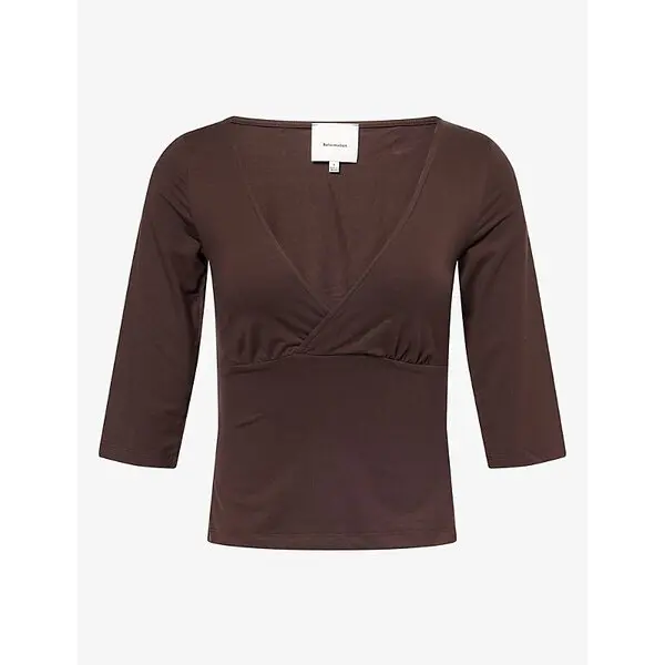 REFORMATION Aylani V-neck Knitted Top - Mole