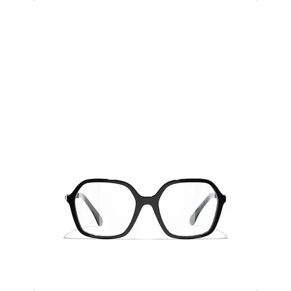 Chanel Ch3489q Square-frame Acetate Optical Glasses - Black