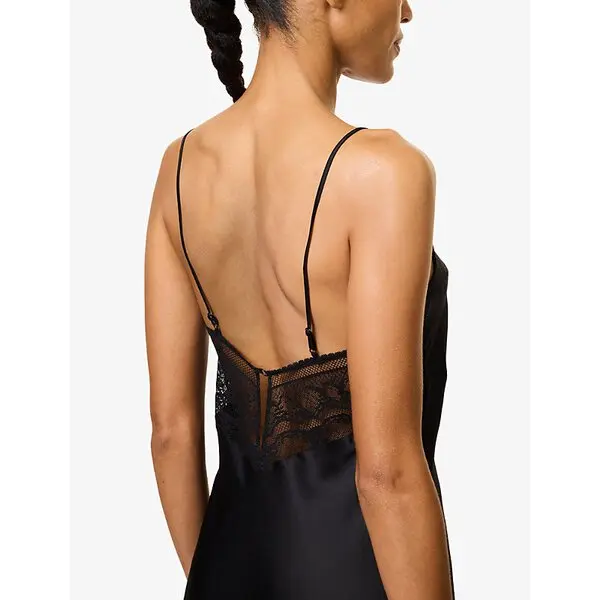 Calvin Klein V-neck Lace-panel Satin Nightdress