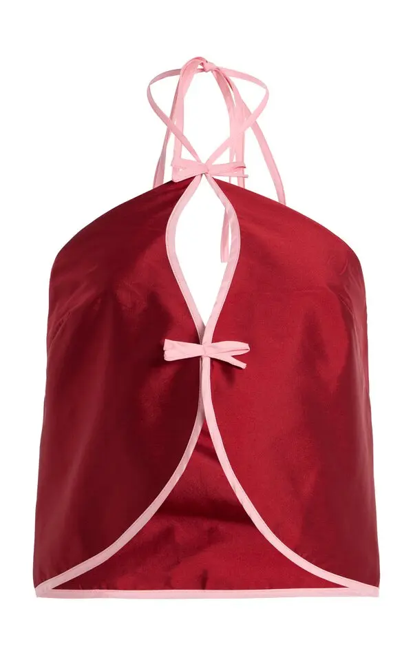 MARLIES GRACE Exclusive Celeste Taffeta Halter Top - Red
