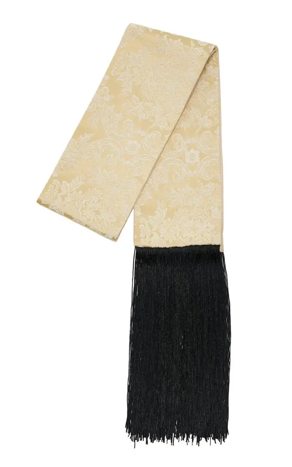 MERCI C'EST VINTAGE Antique Fringed Silk-jacquard Scarf